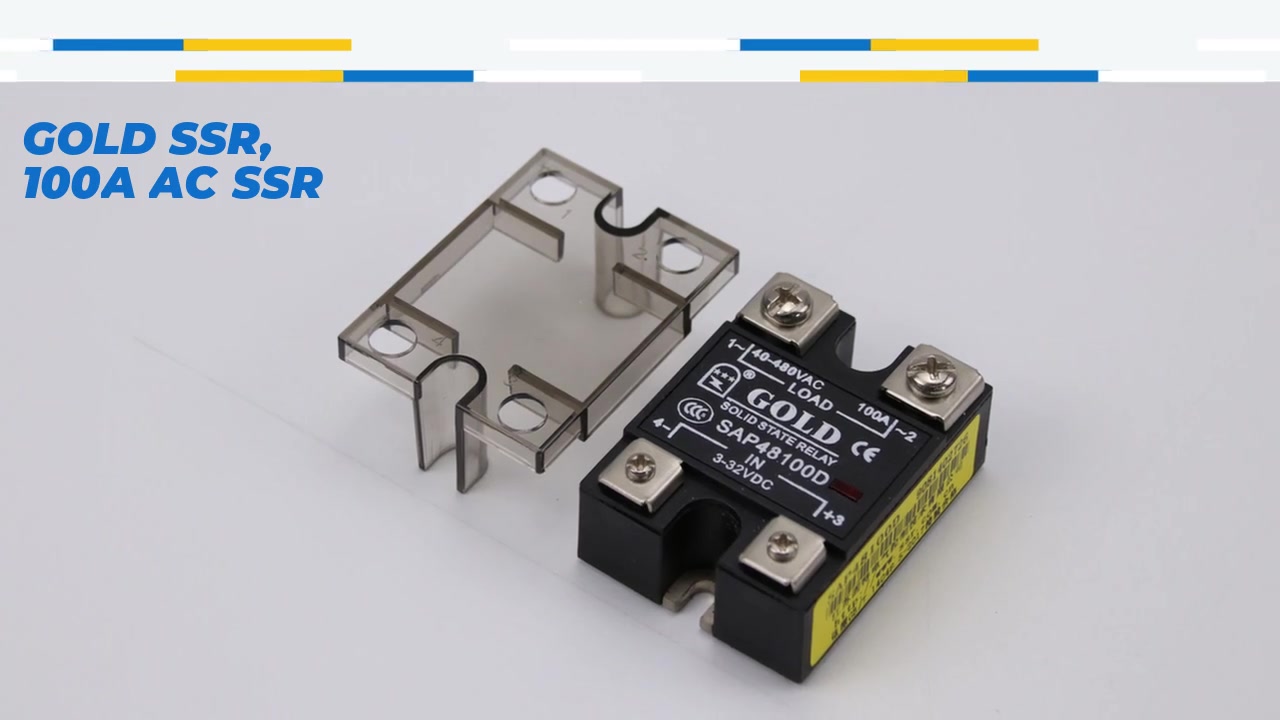 GOLD SSR, 100A AC SSR, DC control AC solid state relay, input 4-32VDC, input with LED indication ...