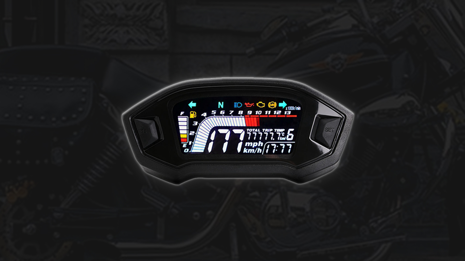 Universal 7 Colors Motorcycle Digital Instrument Speedometer Odometer ...