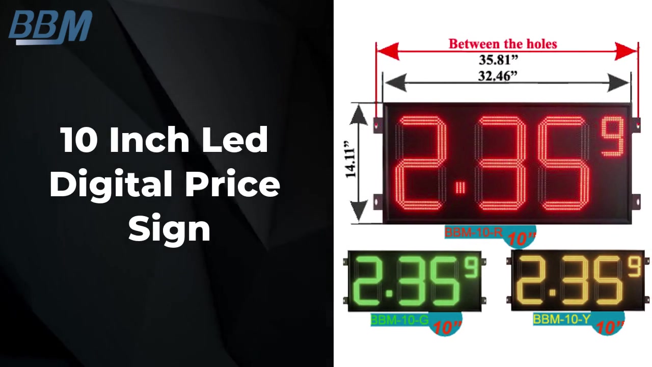 Quality 10 Inch Led Digital Price Sign Manufacturer | BBM Traffic Light