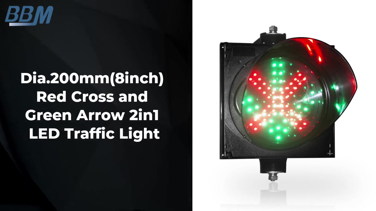 Best Dia.200mm(8inch) Red Cross and Green Arrow 2in1 LED Traffic Light ...